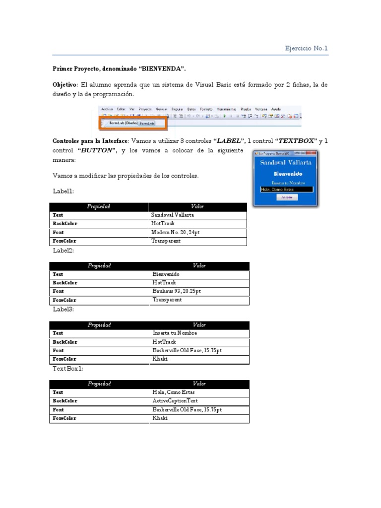Ejercicio 1 Visual Basic | PDF | Básico | Point and Click