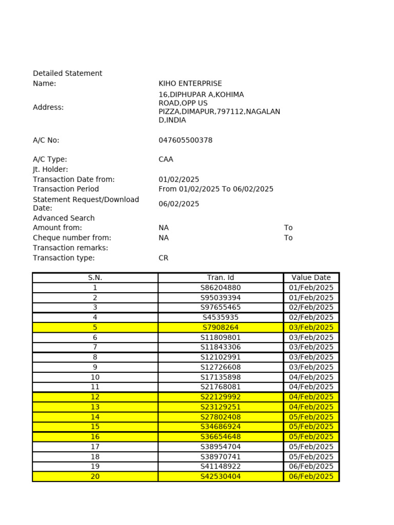 DetailedStatement - 2025-02-06T083414.748 | PDF | Payments | Banks
