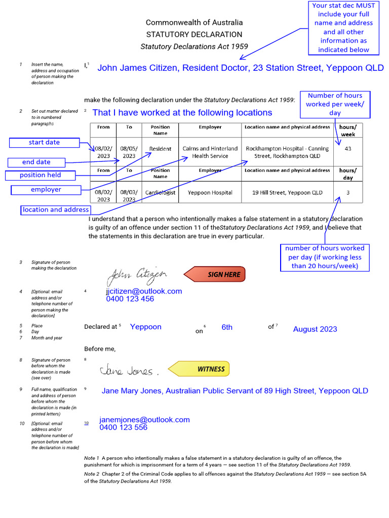 Statutory Declaration Guidelines Australia | PDF | Justice Of The Peace ...
