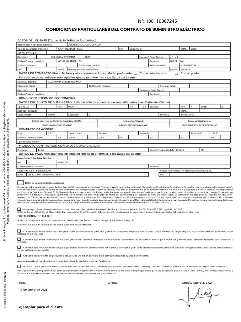 Contrato Endesa | PDF | Factura | Pagos