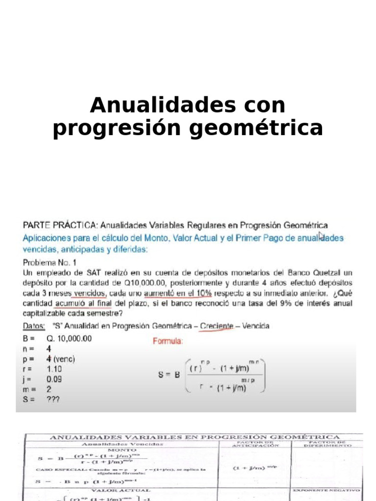 Anualidades Con Progresión Geométrica | PDF