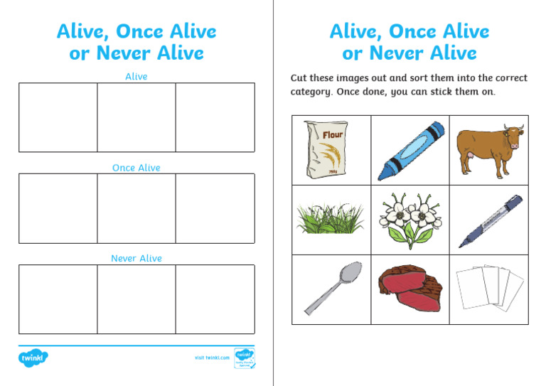T S 4371 Alive Once Alive or Never Alive Cut and Stick Sorting Activity ...