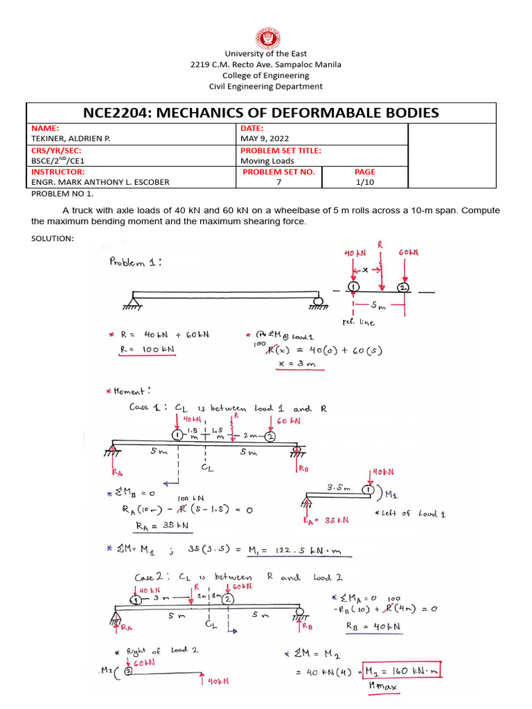 Nce 2204 Prob. Set 7 Tekiner, Ce1 | PDF | Motor Vehicle | Vehicles