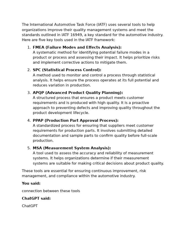 5 tools IATF | PDF | Business | Business Process