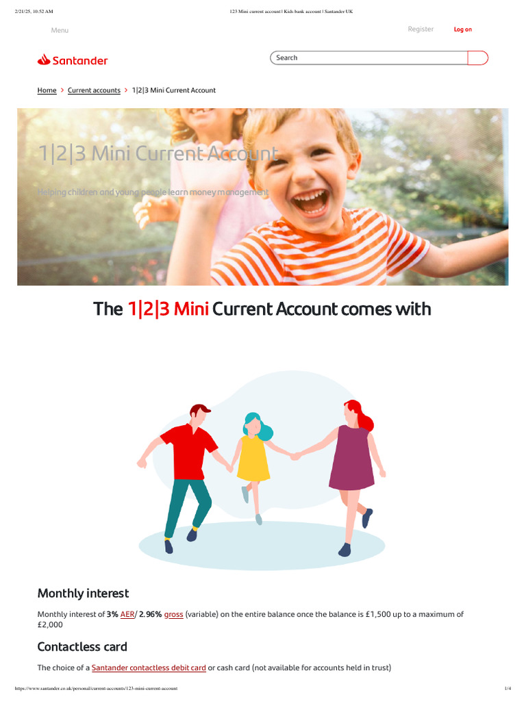 123 Mini current account _ Kids bank account _ Santander UK | PDF ...