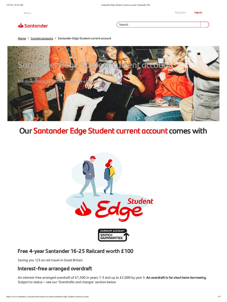 Santander Edge Student Current Account - Santander UK | PDF ...