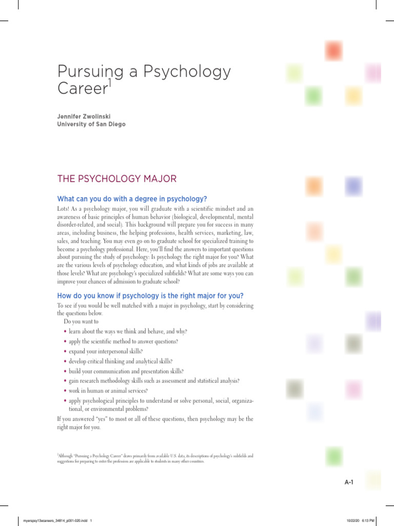 Myers Careers in Psych | PDF | Psychology | Psychologist
