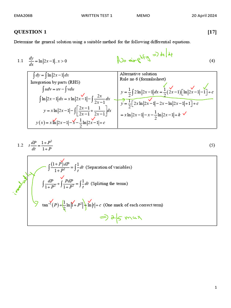 EMA206B_WR1_2024_MEMO | PDF | Mathematical Analysis | Differential Calculus
