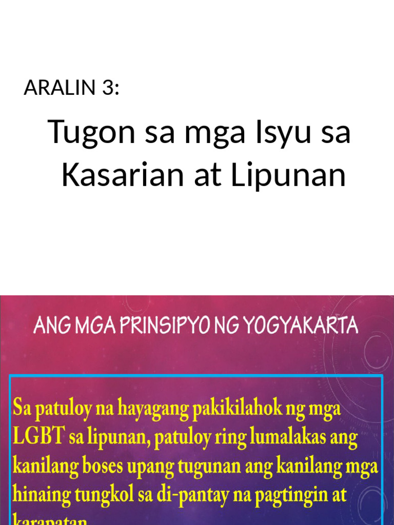Aralin 3 Tugon Sa Mga Isyu Sa Kasarian at Lipunan | PDF