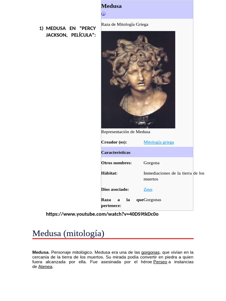 MITO DE MEDUSA | PDF | Medusa | Religión Griega Antigua