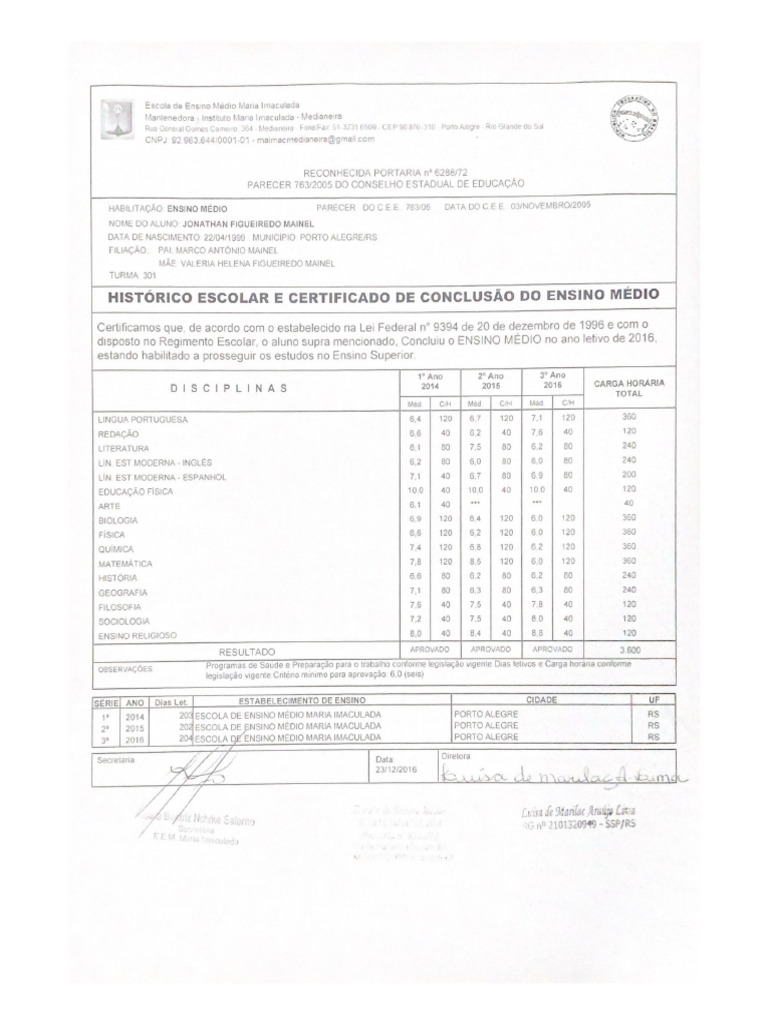 Comprovante de escolaridade | PDF