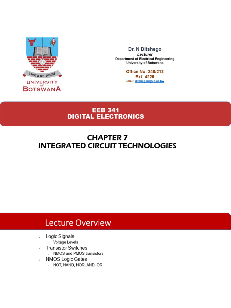 EEB341.Chapter07 IntegratedCircuit - Tecnologies | PDF | Cmos | Logic Gate
