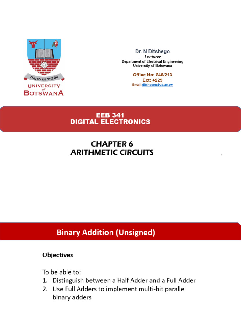 Arithmetic Circuits in Digital Electronics | PDF | Computer Engineering | Arithmetic