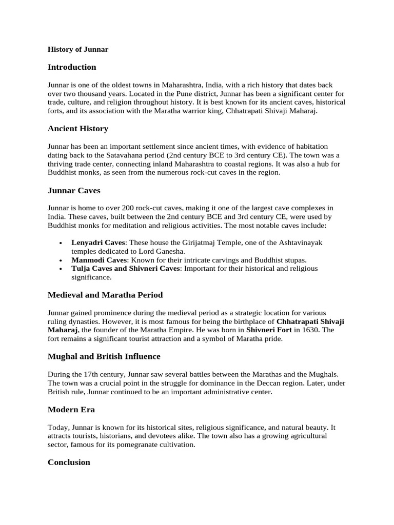 Historical Significance of Junnar | PDF