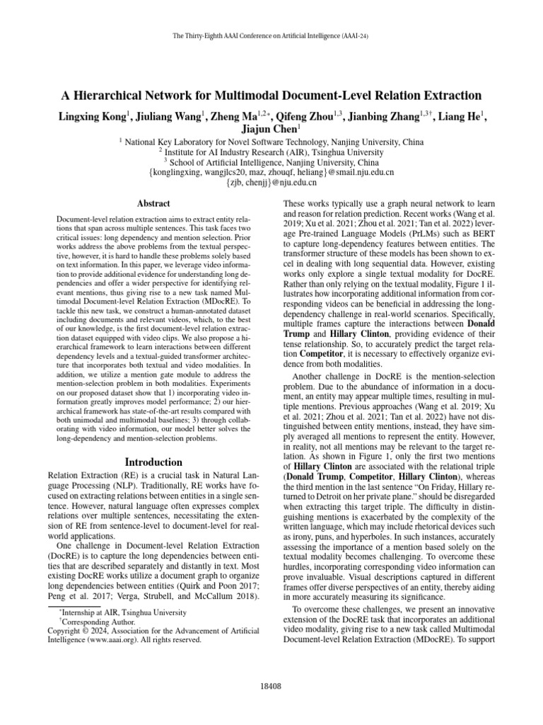 A Hierarchical Network For Multimodal Document Level Relation
