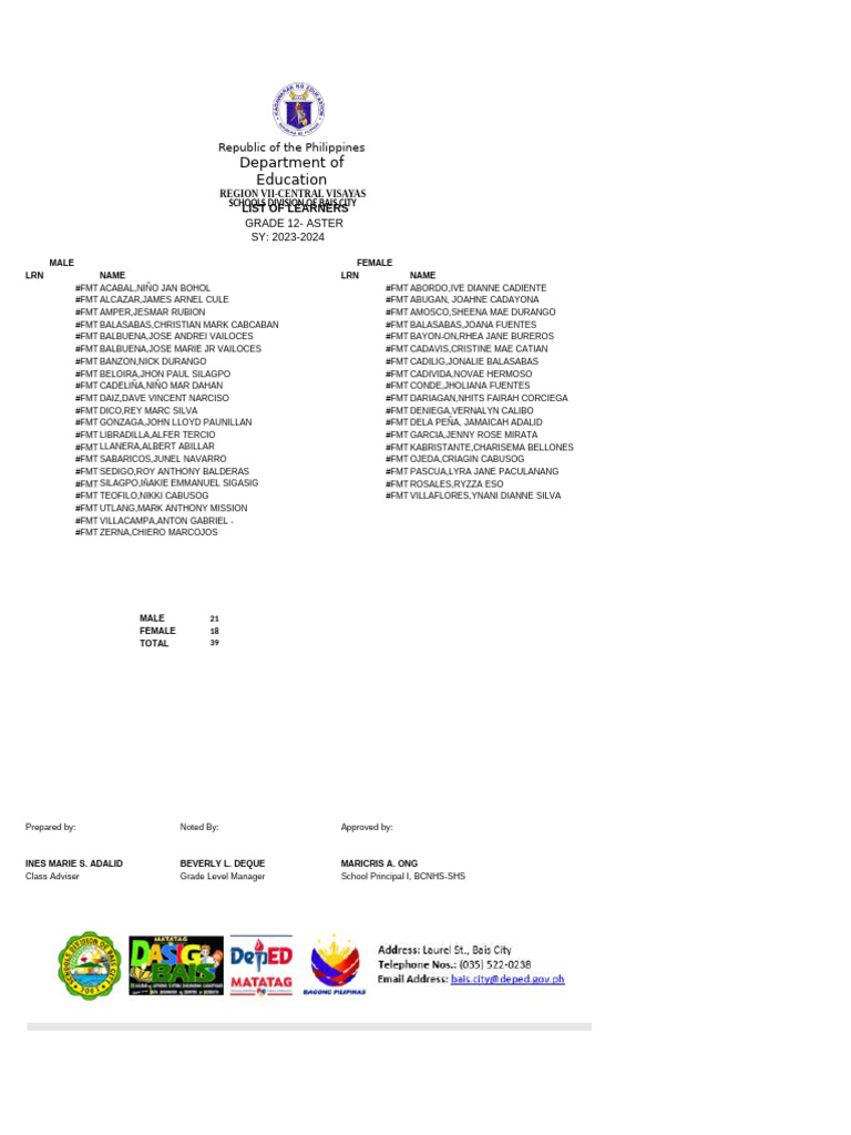 12 Aster Masterlist | PDF