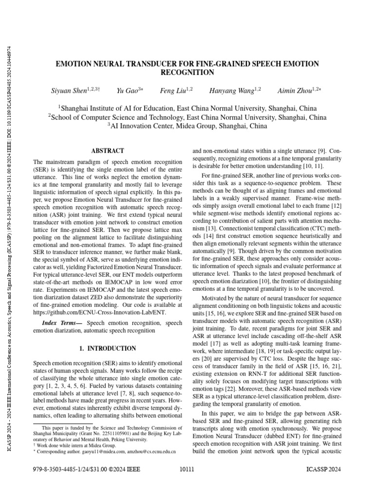 Emotion Neural Transducer For Fine-Grained Speech Emotion Recognition ...