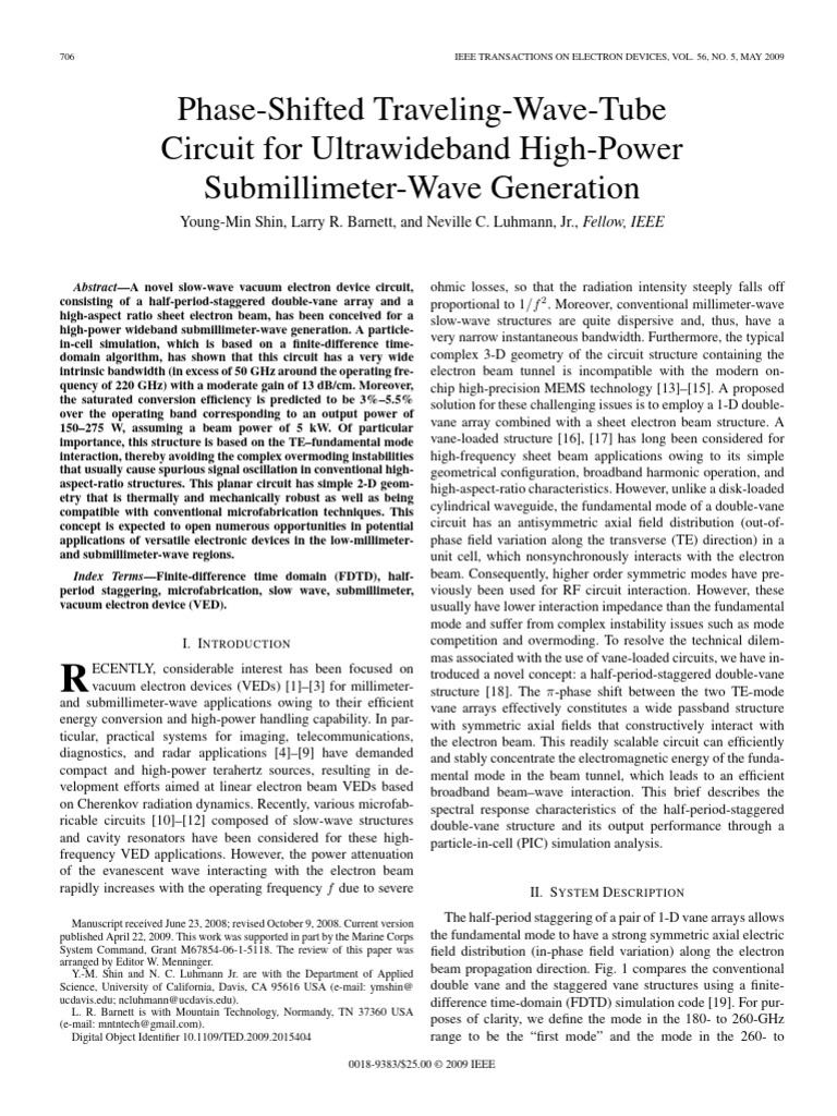 Phase-Shifted Traveling-Wave-Tube Circuit For Ultrawideband High-Power Submillimeter-Wave ...