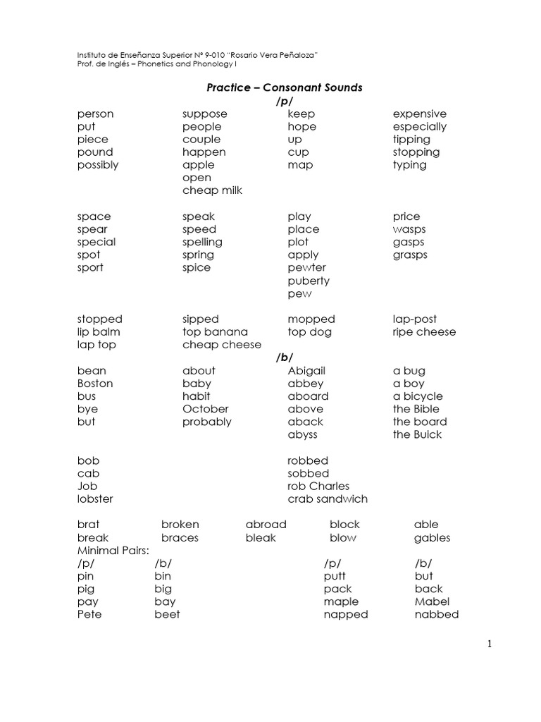 3. Practice on Consonant Sounds | PDF