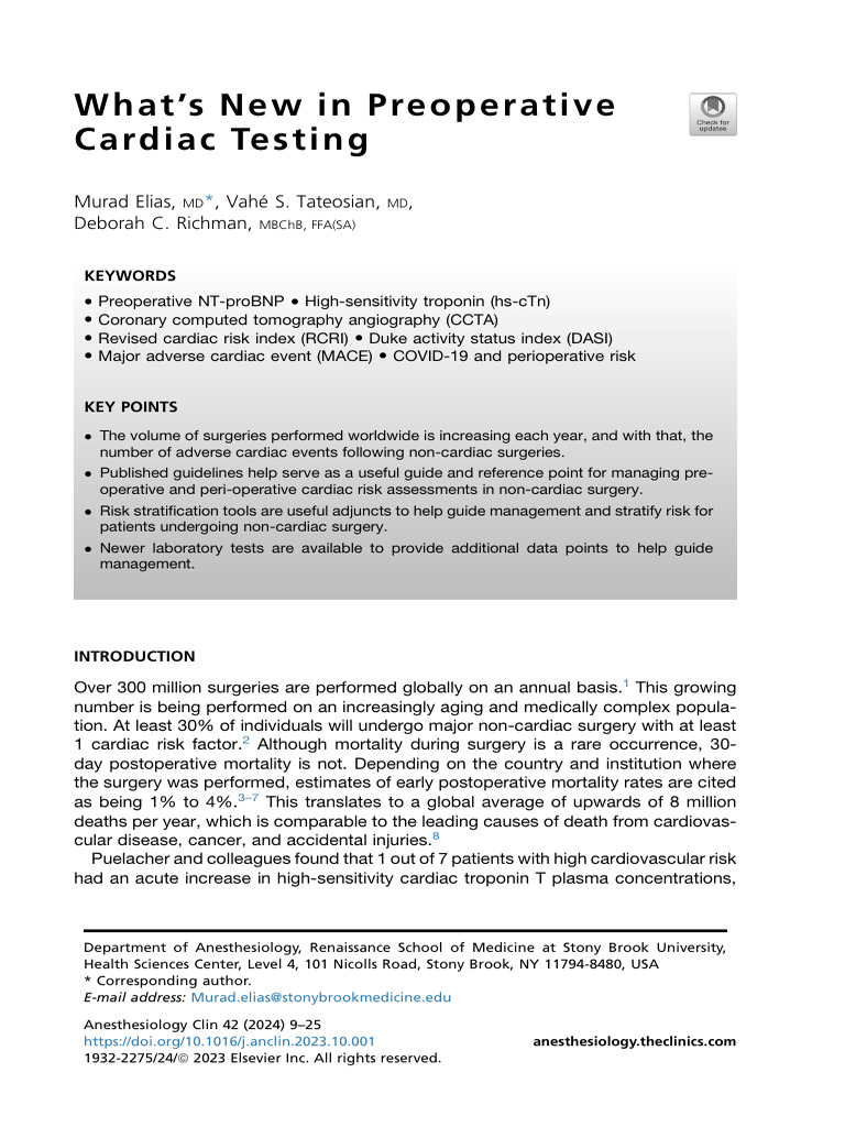 What's New in Preoperative Cardiac Testing | PDF | Percutaneous ...