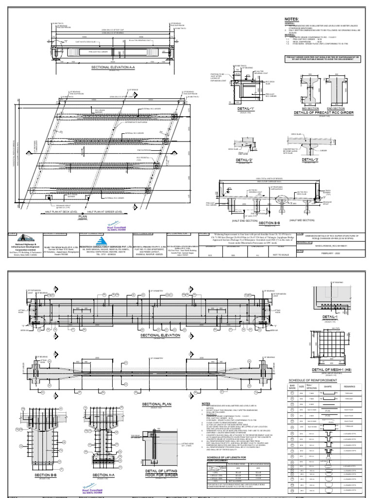 DWG RCC Girder 22.540m ROB 49+996 TJ 05.03.22 | PDF | Precast Concrete ...