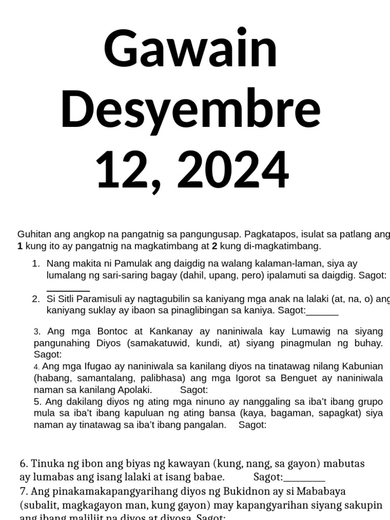 Filipino Activity | PDF