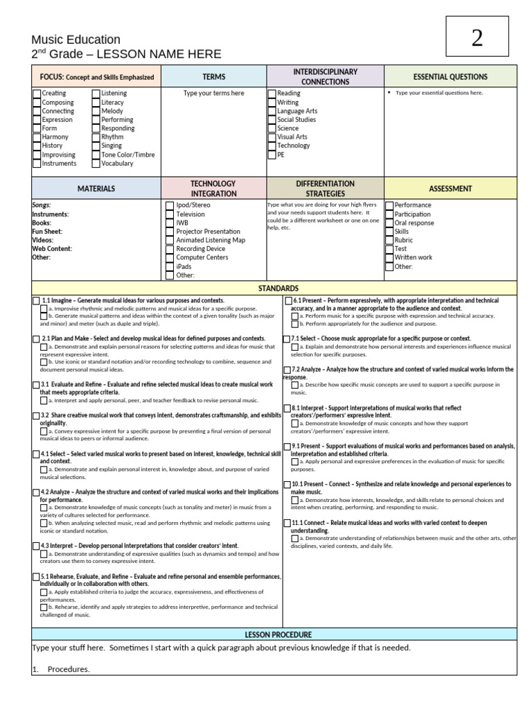 2nd Grade Lesson Plan Template | PDF | Human Communication | Learning