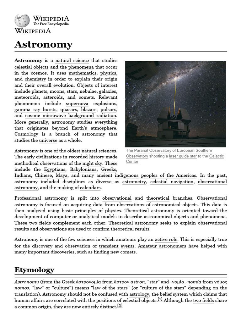 Astronomy - Wikipedia-1 | PDF