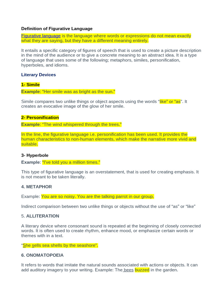 Definition of Figurative Language | PDF | Metaphor | Poetry