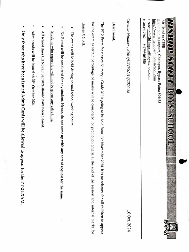 PT-2 Exam Schedule | PDF