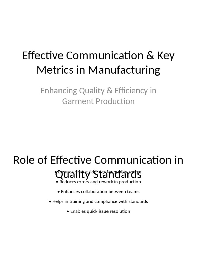 Communication & Metrics in Manufacturing | PDF