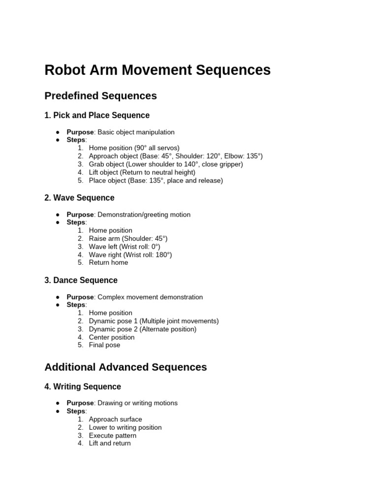 Robot Arm Movement Sequences | PDF | Arm | Computer Engineering