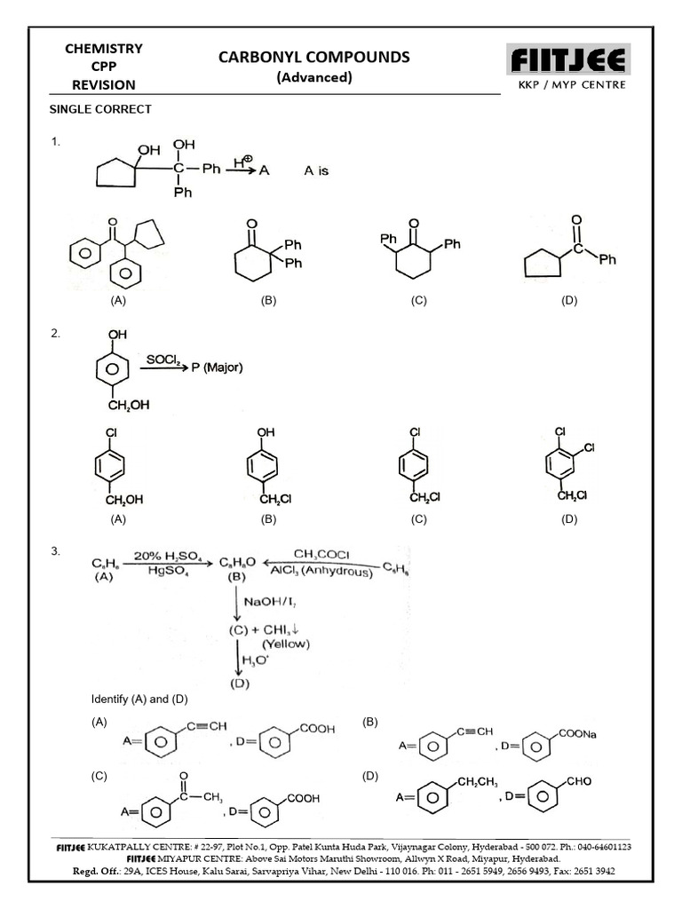 SR Chemistry Revision - CARBONYL COMPOUNDS - Advanced - CPP-1 | PDF ...