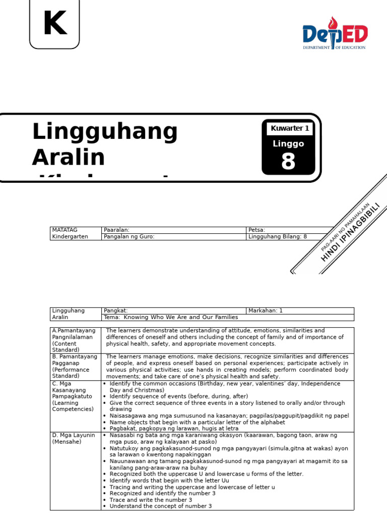 Q1 W8 Kindergarten | PDF