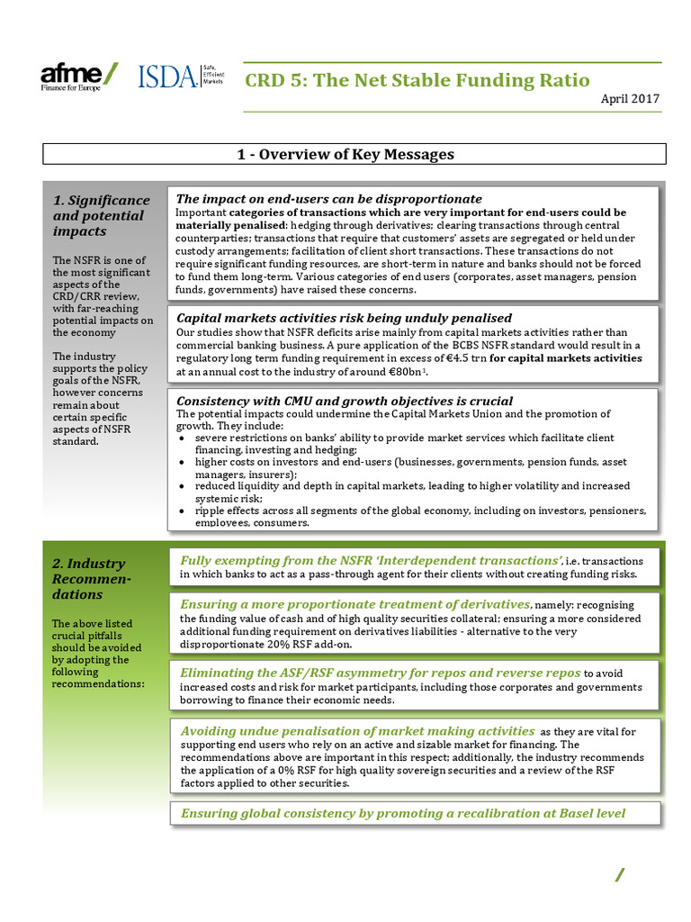 Afme PRD New NSFR Non Technical Paper | PDF | Derivative (Finance) | Capital Market