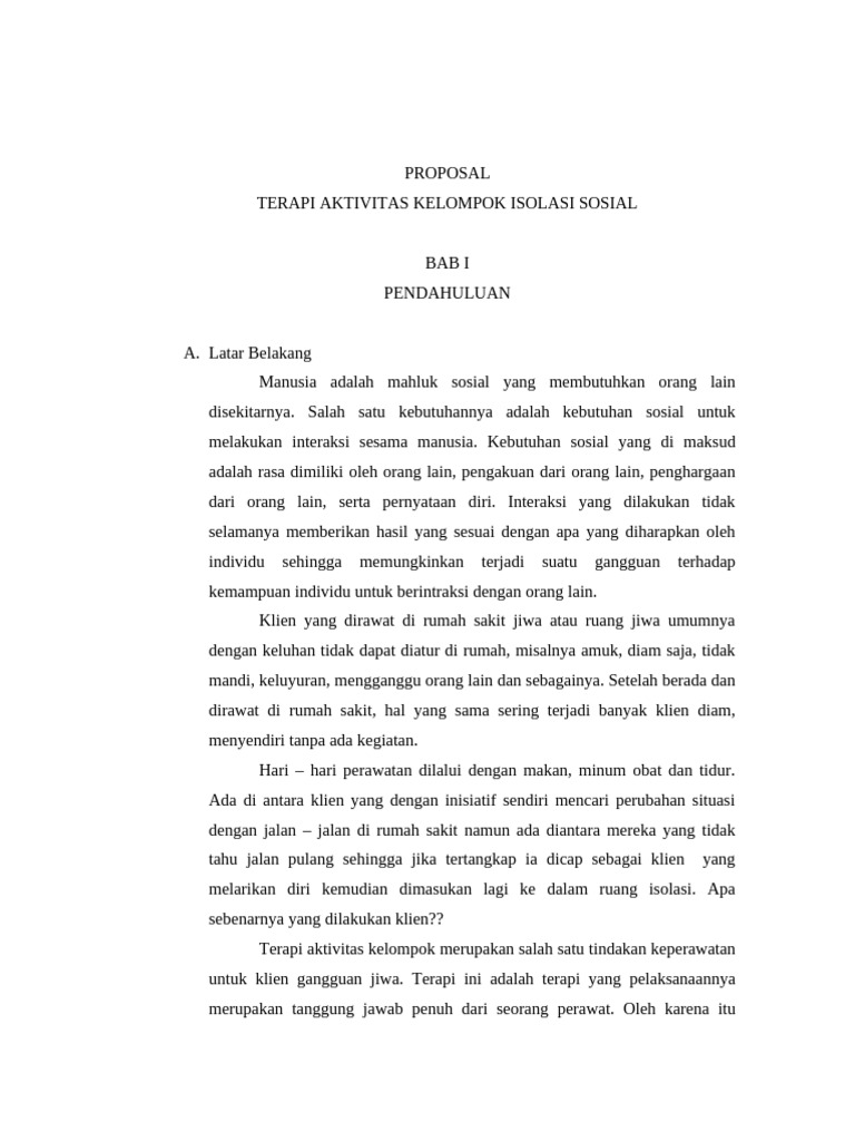 Proposal Terapi Aktivitas Sosial | PDF