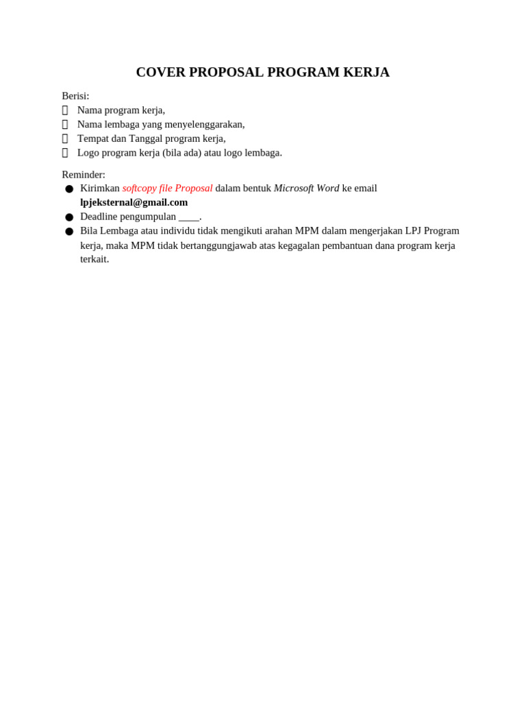 Format Proposal Dekanat Untuk Proker | PDF