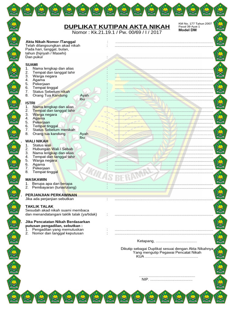 Duplikat Kutipan Akta Nikah 2023 | PDF