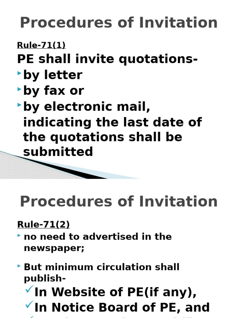 RFQ Invitation Procedures for PEs | PDF