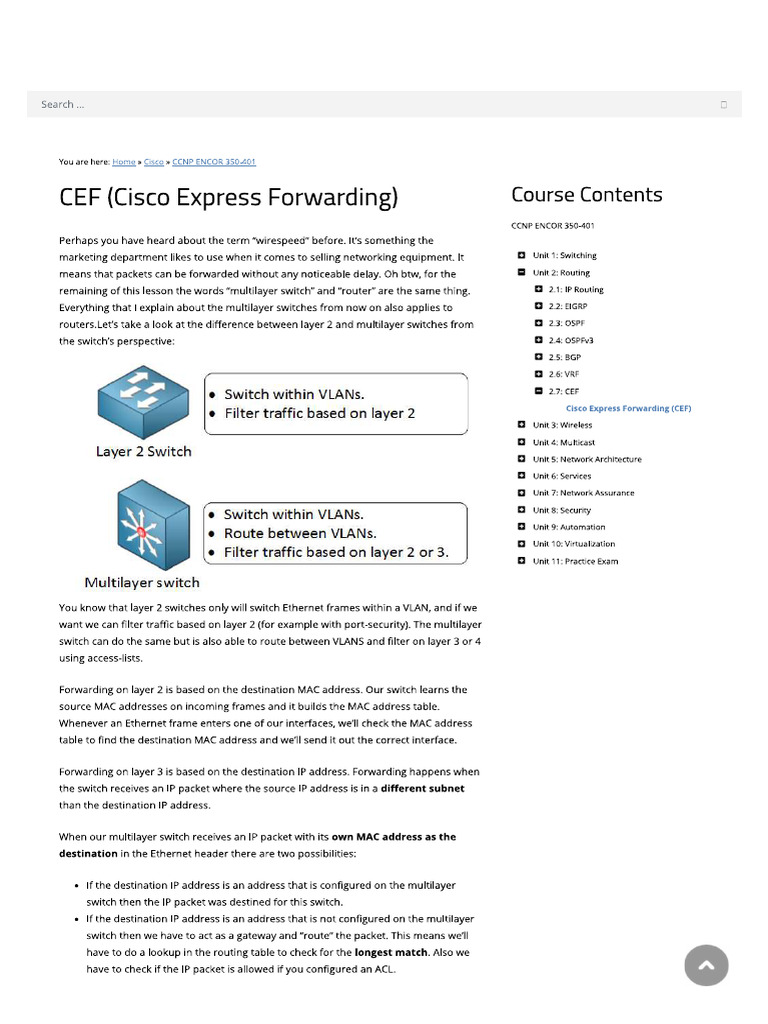 CEF (Cisco Express Forwarding) | PDF
