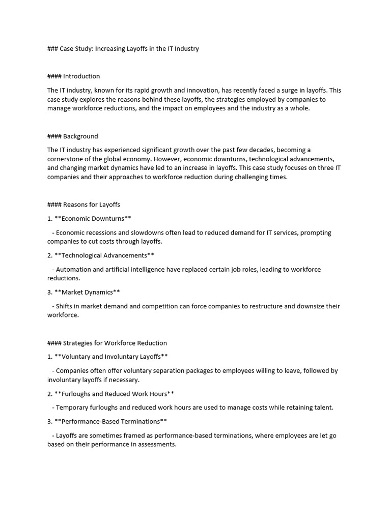 Case Study On Layoffs in IT | PDF | Layoff | Economies