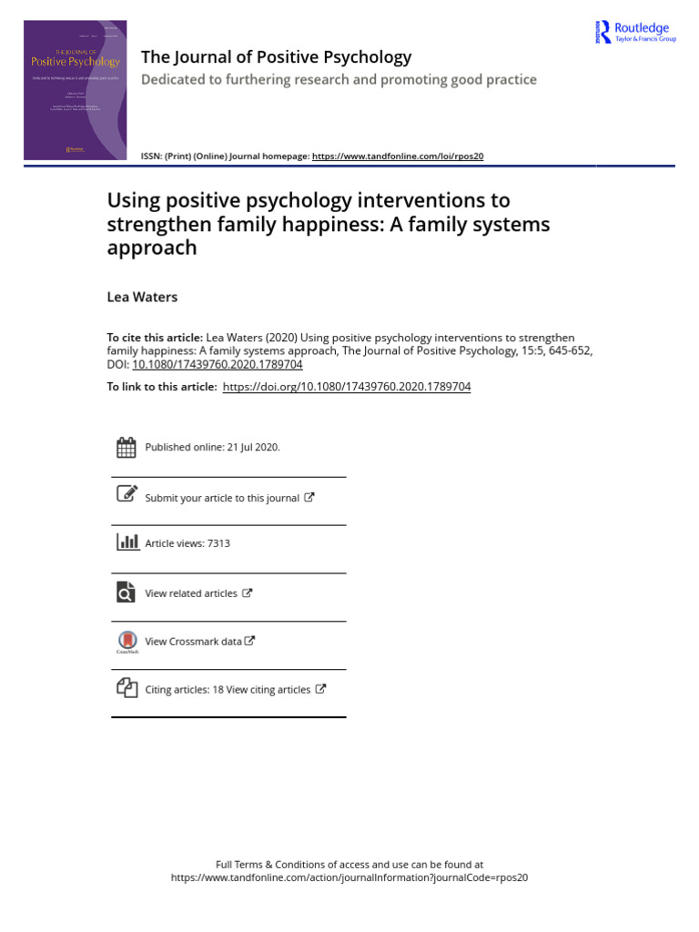 Using Positive Psychology Interventions To Strengthen Family Happiness ...