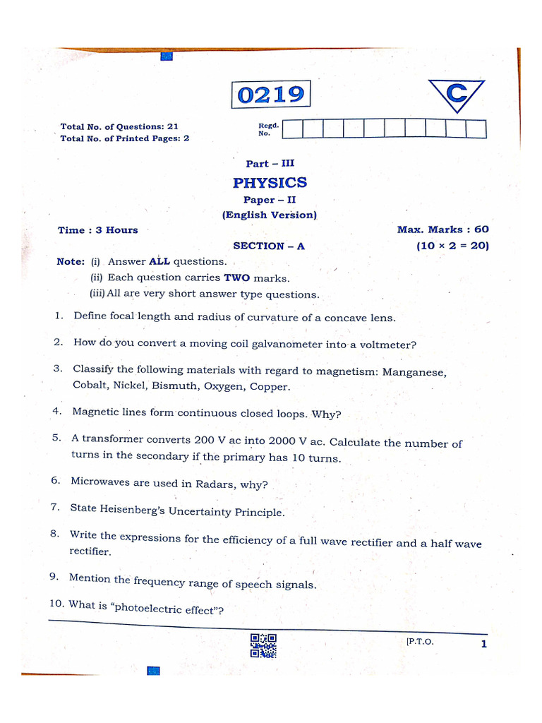 TS PHY Board Papers | PDF