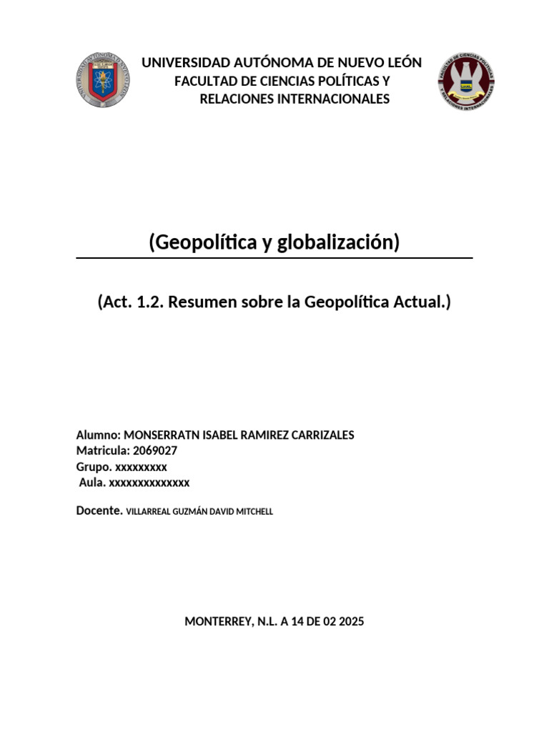 Monserrath Isabel Ramirez Carrizales Act. 1.2. | PDF | Geopolítica ...