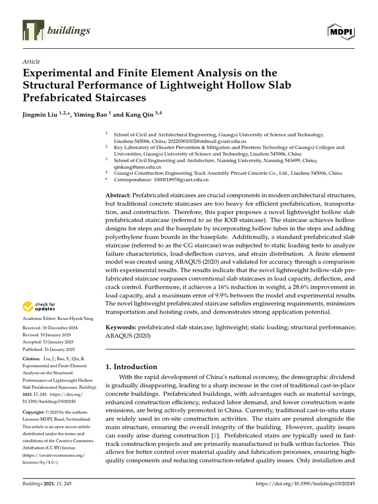 Lightweight Hollow Slab Staircase Analysis | PDF | Concrete | Stairs