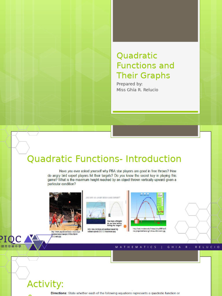 2425_Graphs of Quadratic Functions | PDF