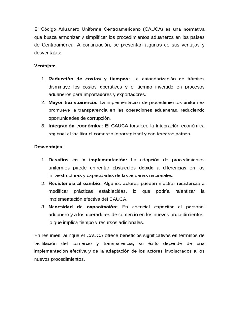 El Código Aduanero Uniforme Centroamericano | PDF