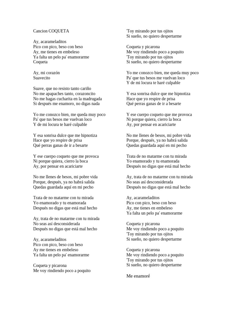 Cancion COQUETA | PDF