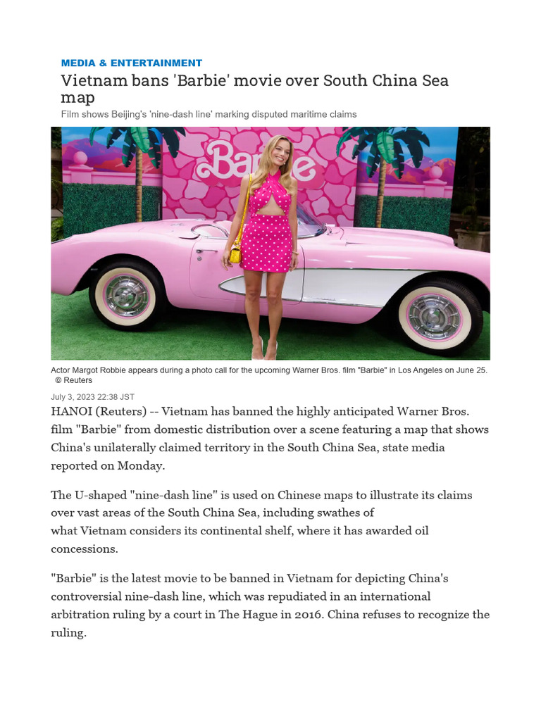 Vietnam Bans 'Barbie' Movie Over South China Sea Map - Nikkei Asia | PDF