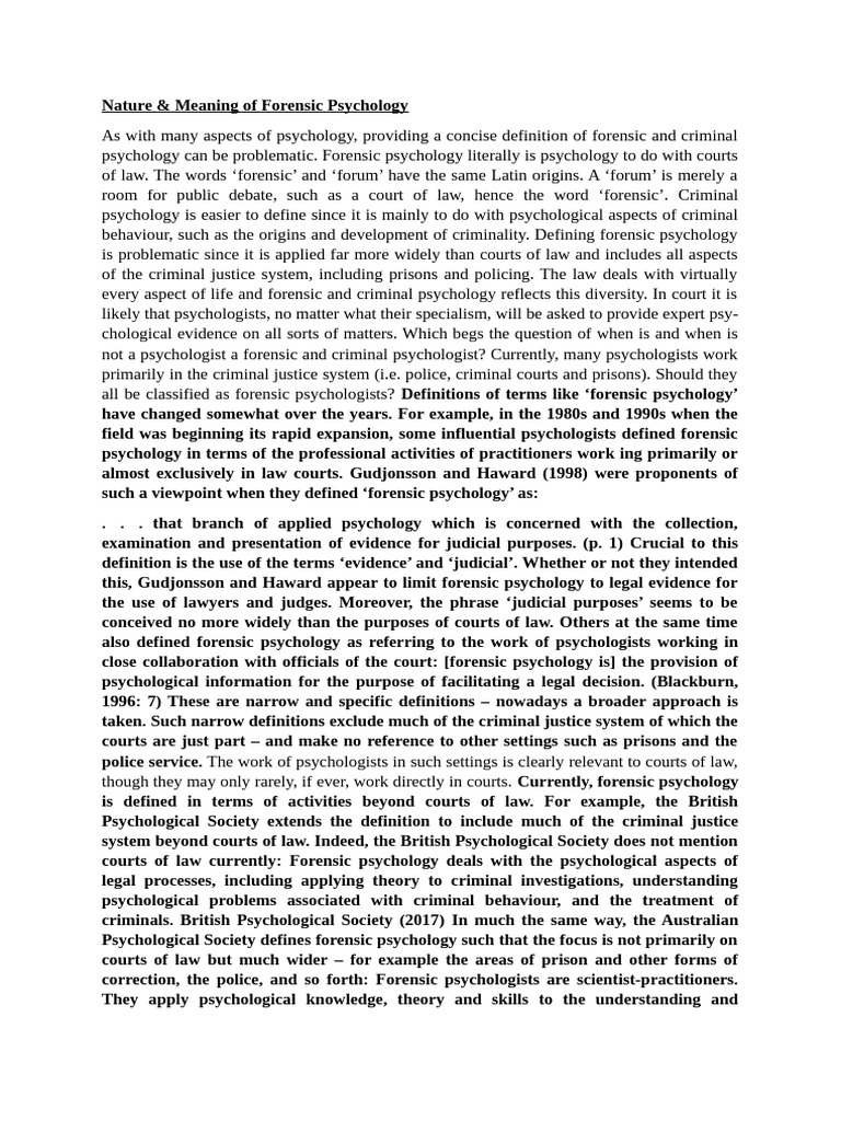 Understanding Forensic Psychology | PDF | Psychology | Psychologist